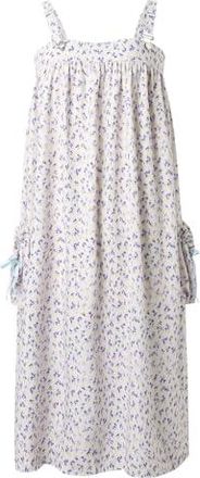 Generic Robe d&eacute;t&eacute; fluide &agrave; smocks pour femmes, robe longue sans manches nou&eacute;e sur les &eacute;paules, robe d&eacute;t&eacute; &agrave; motif floral 2026, bleu, M