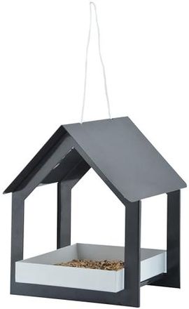 Esschert Design Futterhaus, h&auml;ngend, in anthrazit/wei&szlig;, aus dem Material Metall, 19,3 x 19,1 x 23,2 cm