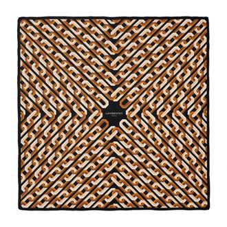 Le Parmentier Foulard Carr&eacute; en Soie Motif Cha&icirc;ne - Femme - Accessoires - Noir - Taille: ONE Size