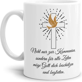 Tassendruck Geschenk-Tasse zur Kommunion Nicht nur zur Kommunion - Erwachsen/Kind/Feier/Weiss