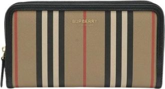 Burberry Pre-owned Elmore Stripe Zip Wallet PVC/Leather - Femme - Pre-owned - Beige - Taille: ONE Size