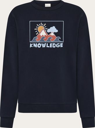 Knowledge Cotton Apparel Herren vegan Sweatshirt Herren Entspannter Bedruckter Rundhalsausschnitt Nachthimmel Navy