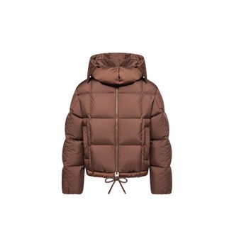 Moncler Moncler Doudoune &Agrave; Matelassage Carr&eacute; &Agrave; Capuche Legerete, Femme, Marron, Taille: 0