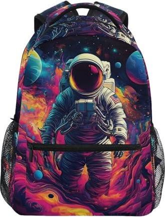 Generic Astronaute De La Galaxie Spatiale Cartables Scolaires Unisexe Sacs D&Eacute;cole L&eacute;ger Cartable Scolaire Pour D&eacute;placements Voyage Femme 29X40Cm