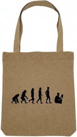 Fabulous Sac Shopping Tote Bag Aspect Lin - Evolution Lecture Livre Roman Science Fiction - Sac de Courses Toile Epaisse 360g Beige Naturel Cabas Port&eacute; Epaule 