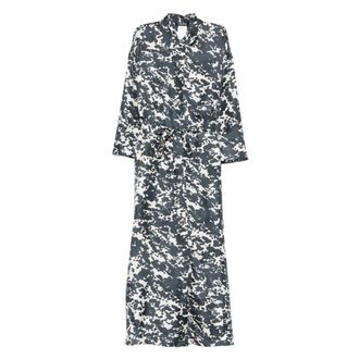 Max Mara Leva Maxikleid mit abstraktem Print und Bindeg&uuml;rtel - - Dresses - Damen - Mehrfarbig - M
