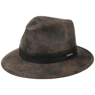 Stetson Jacky Pigskin Traveller Lederhut Unifarben Leder Baumwollfutter Ganzj&auml;hrig Herren braun XXL (62-63 cm)