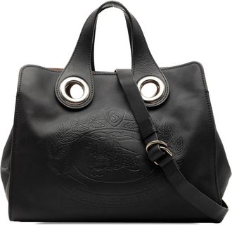 Burberry 2010-2025 Crest Embossed Smooth Calfskin Grommet satchel - Schwarz