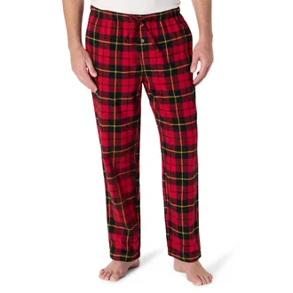 Amazon Essentials Herren Atmungsaktive Flanell-Pyjamahose (Erh&auml;ltlich In Gro&szlig; Und Schwer), Kirschrot Schwarz Karomuster, XXL