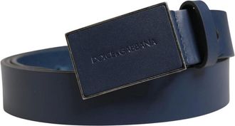 Dolce & Gabbana Homme, Accessoires, Bleu, Taille: 115 CM Leather Belt