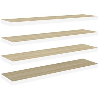vidaXL Vidaxl - tag&egrave;res flottantes 4 pcs Ch&ecirc;ne et blanc 90x23,5x3,8 cm mdf