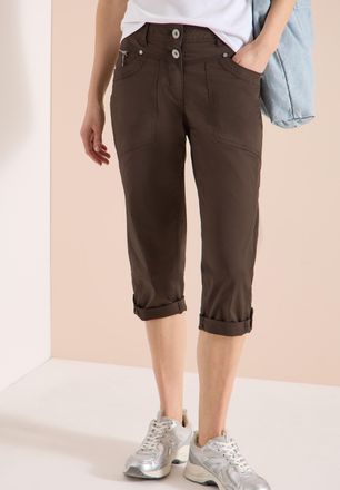 Cecil 3/4-Hose CECIL Style YorkStyle NewYork, Damen, Gr. 27, N-Gr, braun (braun cacao), Web, Obermaterial: 98% Baumwolle, 2% Elasthan, unifarben, regular fi