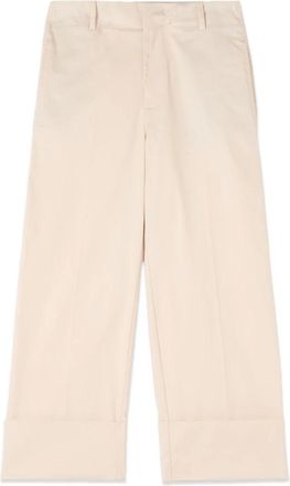 Oltre Femme, Pantalons, Beige, Taille: 38 FR Pantalon Cropped en M&eacute;lange de Coton