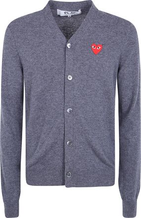 Comme Des Gar&ccedil;ons Sweater V-Neck Red Emblem Knit