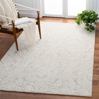 Safavieh Geometrisch Teppich f&uuml;r Wohnzimmer, Esszimmer, Schlafzimmer - Metro Collection, Kurzer Flor, Elfenbein, 120 x 120 cm