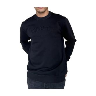 Iceberg Homme, Sweatshirts et sweats &agrave; capuche, Noir, Taille: XS Pull Noir Logo Milano
