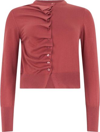 Alpha Studio Femme, Pulls, Rouge, Taille: 38 FR Cardigan avec fronces