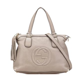 Gucci Sac &agrave; main &eacute;l&eacute;gant en cuir Pre-owned avec d&eacute;tail pompon et bandouli&egrave;re - Femme - Pre-owned - Brun - Taille: ONE Size