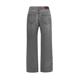 Brunello Cucinelli Wide-Leg Cotton Denim Jeans - Grey