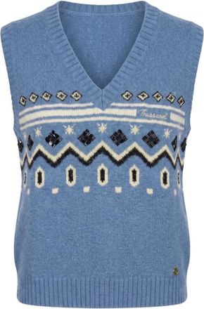 Trussardi &Auml;rmelloser Pullover mit V-Ausschnitt - - Knitwear - Herren - Blau - XS