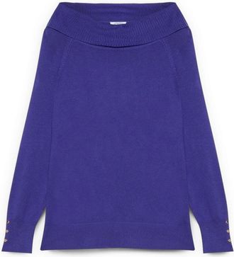 Fiorella Rubino Femme, Pulls, Violet, Taille: 44 FR Pull à col roulé avec boutons aux poignets