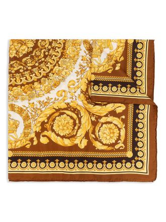 Versace foulard à imprimé géométrique - Marron