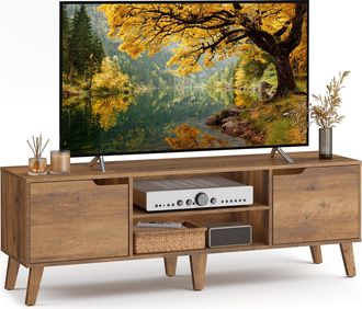 Vasagle TV-Schrank, Lowboard, Fernsehschrank mit Verstellbarer Ablage, f&uuml;r Fernseher bis zu 65 Zoll, 147 cm lang, &Uuml;bergangsstil, Fernsehtisch, Wohnzimmer, hon