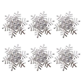 Amosfun 6pcs Weihnachten Serviettenringe Silber Strass Schneeflocke Serviettenringe Serviettenhalter Weihnachten Tischdekoration Gr&ouml;&szlig;e m