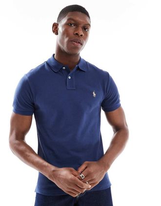 Polo Ralph Lauren Polo ajusté en piqué à logo emblématique - Bleu marine