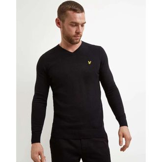 Lyle & Scott V-Ausschnitt Baumwoll-Merino-Pullover - - Knitwear - Herren - Schwarzk - M
