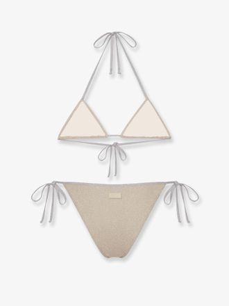 MC2 Saint Barth Womens Bikini Viana Lurex Beige Viscose Swimwear Sea Clothing