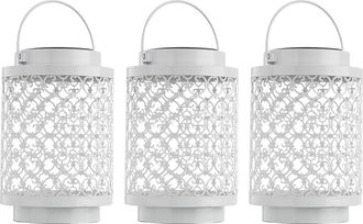 ETC Shop Solarlampen f&uuml;r Au&szlig;en Gartendeko Laterne orientalische Lampe Solar Laternen f&uuml;r drau&szlig;en Metall wei&szlig;, orientalisch, LED, DxH 13x18 cm, 3er Set