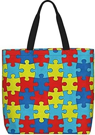 Generic Sac De Courses Puzzle De Couleurs Pour Les Personnes Atteintes De Troubles Autistiques Sac &Agrave; Dos Lavables Pliable Sacs En Toile Pour Femmes, Pour Tous