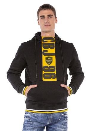 Cipo & Baxx Herren Hoodie Sweatshirt CL478 Schwarz - Stylischer Pullover im Casual Streetwear Look mit Kapuze & K&auml;ngurutasche - Bequemes Oberteil f&uuml;r Alltag & Fre