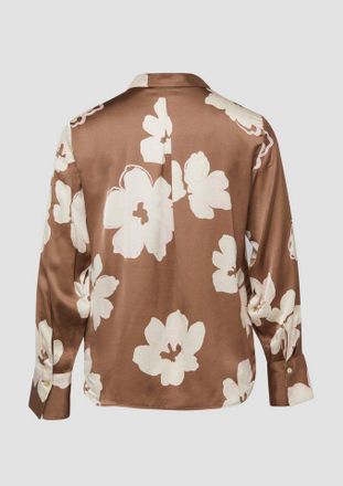 s.Oliver Langarmbluse Bluse Longbluse aus Satin mit All-over-Print