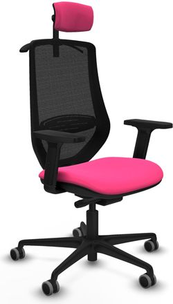 Piqueras y Crespo Ergonomischer Stuhl Home Office mit 2D-Armen, h&ouml;henverstellbare Lendenwirbelst&uuml;tze und h&ouml;henverstellbares Kopfteil, Schwarz/Rosa