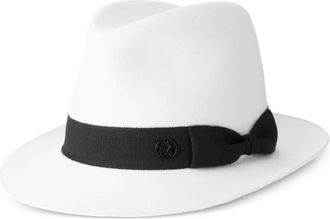 Maison Michel béret à plaque logo - Blanc