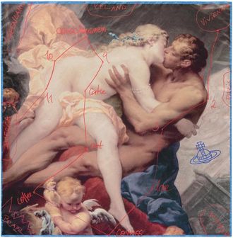 Vivienne Westwood unisex, Accessoires, Multicolore, Taille: ONE Size The Kiss Silk Logo Square Scarf