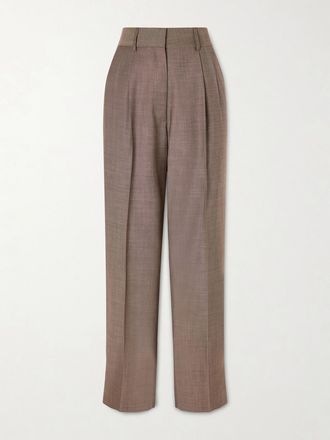 Blaz&eacute; Milano Aile Fox Hose Mit Geradem Bein Aus Einer Woll-mohairmischung Mit Bundfalten - Braun