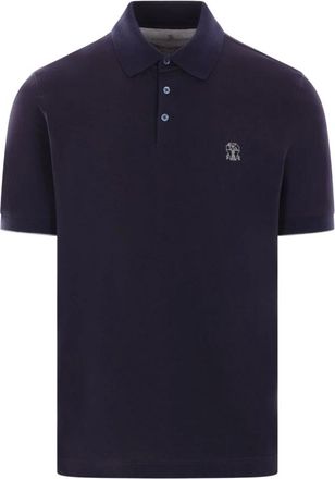 Brunello Cucinelli Homme, Tops, Bleu, Taille: M Polo en Piqu&eacute; de Coton