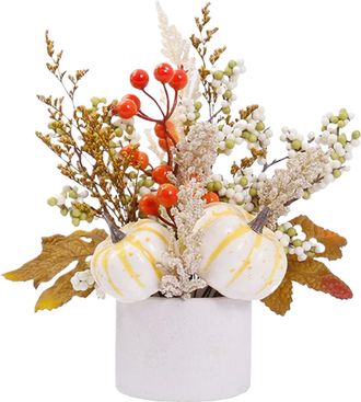 Generic Thanksgiving Herbst Mittelst&uuml;cke - Ahornblatt K&uuml;rbis Kunstpflanzen, Saisonales Dekor | Halloween Partyartikel f&uuml;r Schreibtisch Schlafzimmer Bauernhaus