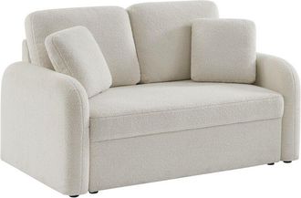 Sweeek Sweeek - Canapé 2 places cosy rond. tissu bouclettes blanches. Milano. l 150 x p 85 x h 85cm