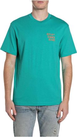 Replay Homme, Tops, Vert, Taille: XL Piece Dyed Heavy Cotton Jersey