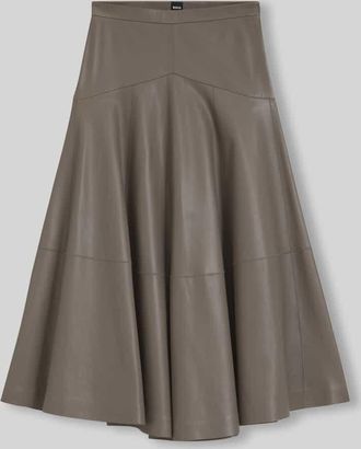 HUGO BOSS A-Linien Midi-Rock aus echtem Leder