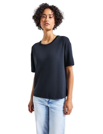 Street One Damen 3227389 Shirt mit Deko-Ausschnitt, Deepwater Blue, 42