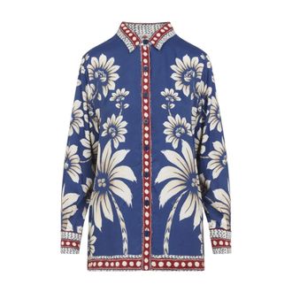 Farm Rio Luna Shirt - - Blouses & Shirts - Damen - Blau - XS
