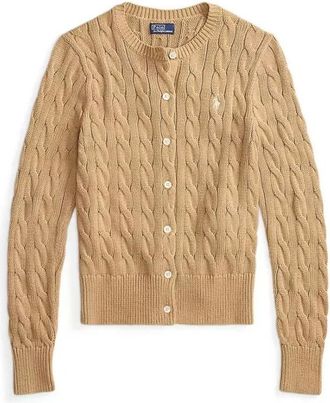 Polo Ralph Lauren Femme, Pulls, Beige, Taille: 36 FR Cardigan en maille torsad&eacute;e de coton