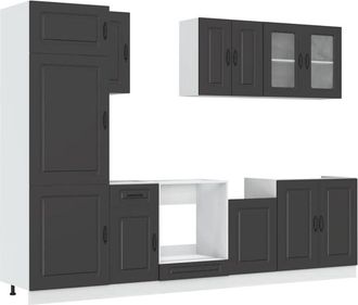 vidaXL 8-tlg. K&uuml;chenschrank-Set Kalmar Schwarz Holzwerkstoff - Vidaxl