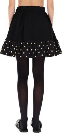 Moschino Polka Dot Virgin Wool Skirt - Black