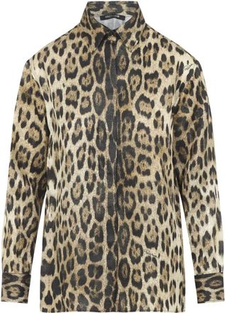 Roberto Cavalli Femme, Blouses et Chemises, Multicolore, Taille: 38 FR Jaguard Print Shirt